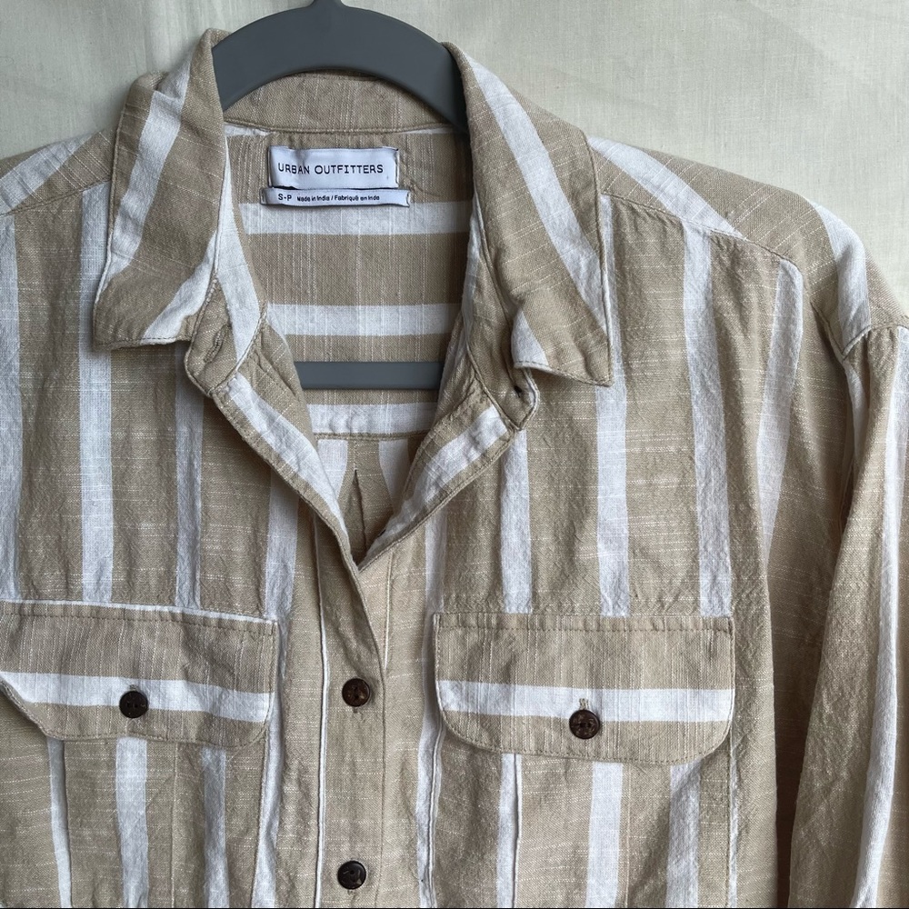 Urban Outfitters Linen Feel Striped Button Down - Gem